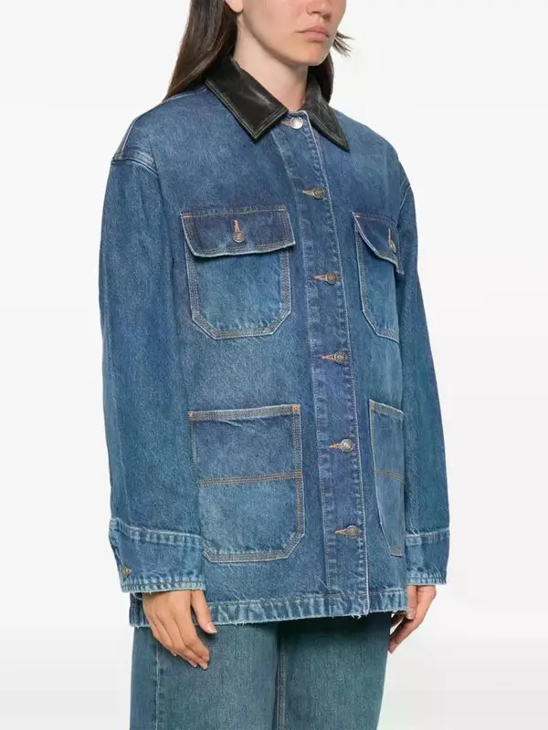 Simkhai Leather-collar Denim Jacket