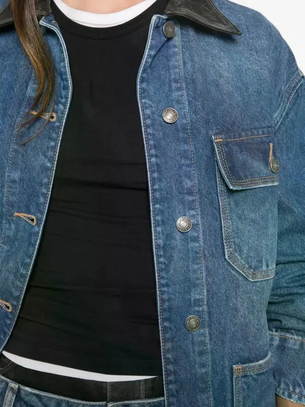 Simkhai Leather-collar Denim Jacket