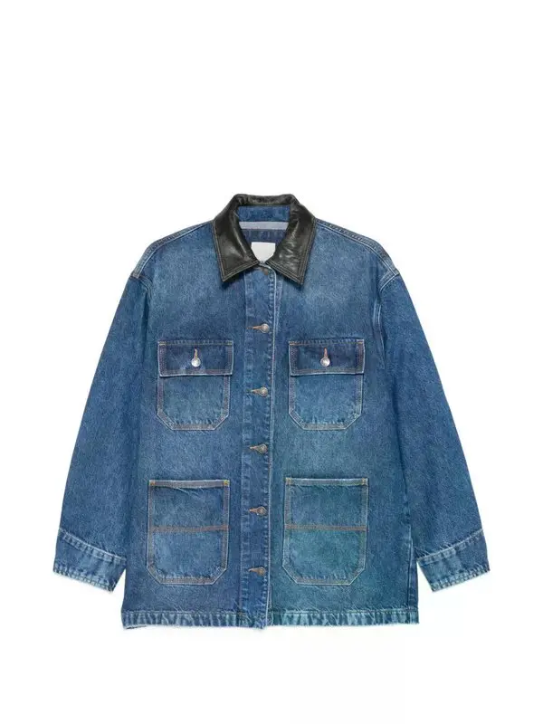 Simkhai Leather-collar Denim Jacket - Blue