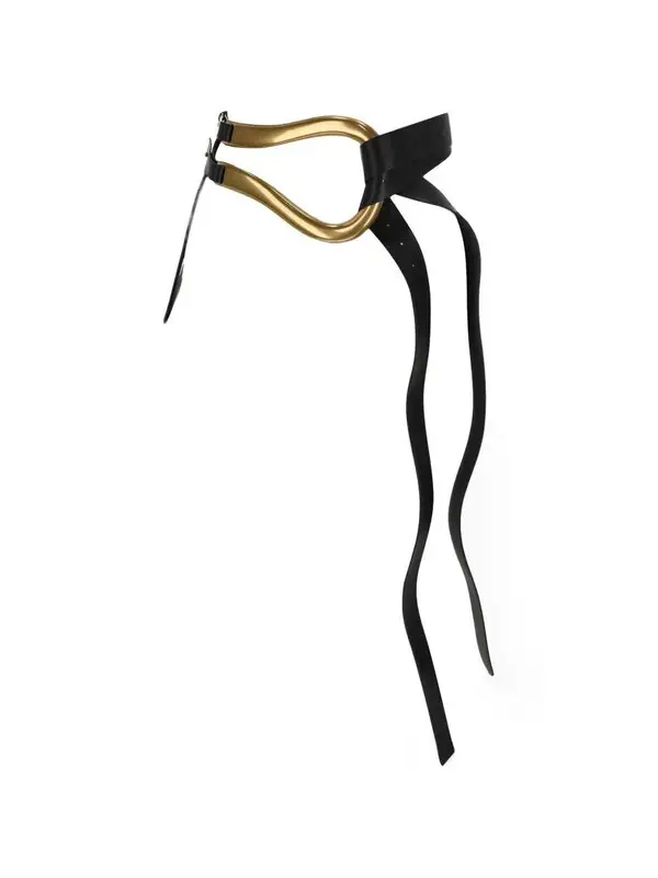 Bottega Veneta Horseshoe Buckle Double Strap Belt - Black
