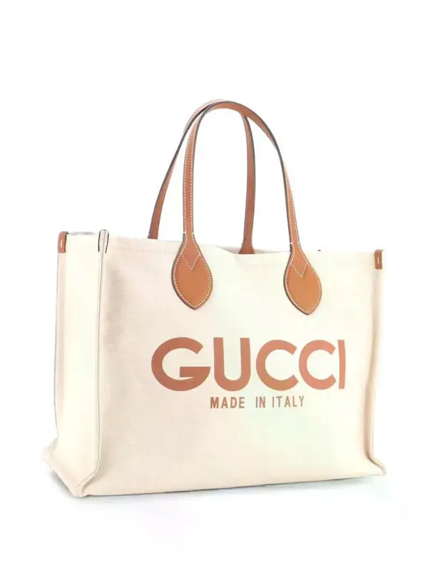 Gucci Logo Shopper Printed Canvas Medium Tote Bag