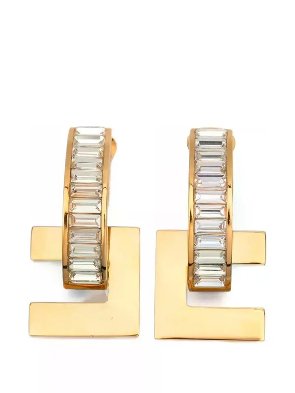 Elisabetta Franchi Crystal-embellished Logo Earrings - Gold