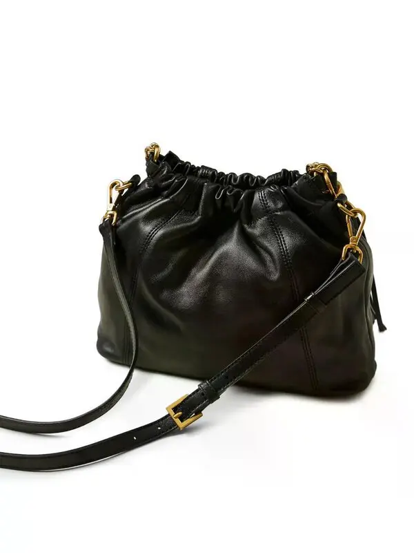 TWINSET Leather Shoulder Bag With Ruching