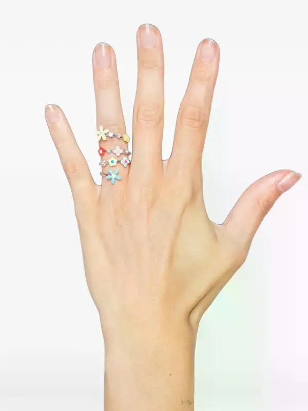 YVMIN Flower-motif Crystal-embellished Spiral Ring