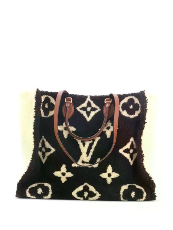 LOUIS VUITTON Onthego Monogram Giant Teddy Fleece Tote Bag - Brown