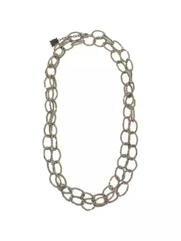 PANICALE Beaded Layered Necklace - Grey