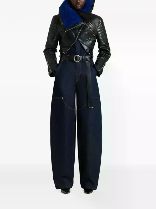 Givenchy Shearling-trim Cropped Biker Jacket
