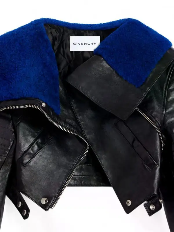 Givenchy Shearling-trim Cropped Biker Jacket