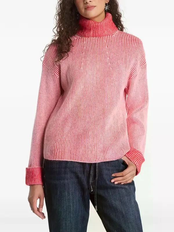 Desigual Ribbed-knit Roll-neck Sweater - Pink