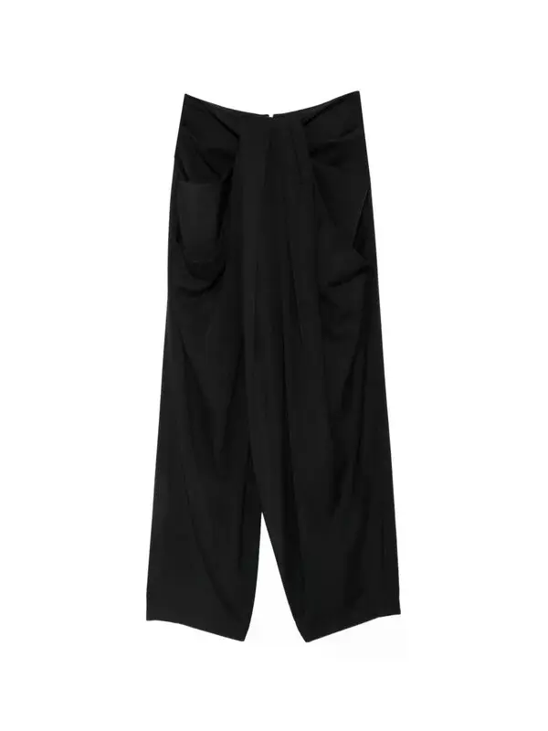 Balmain Grain De Poudre Draped Trousers - Black