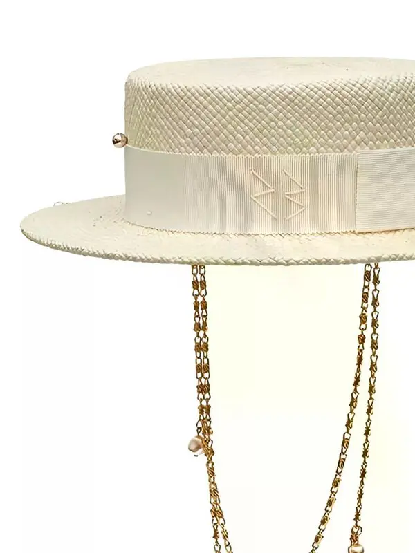 Ruslan Baginskiy Chain-strap Straw Boater Hat