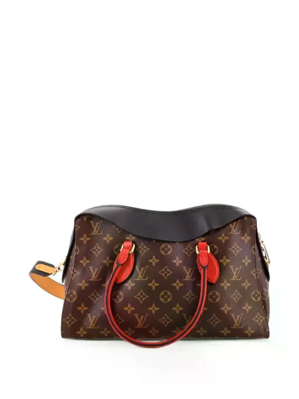 LOUIS VUITTON Tuileries Handbag Monogram Canvas With Leather Satchel - Black