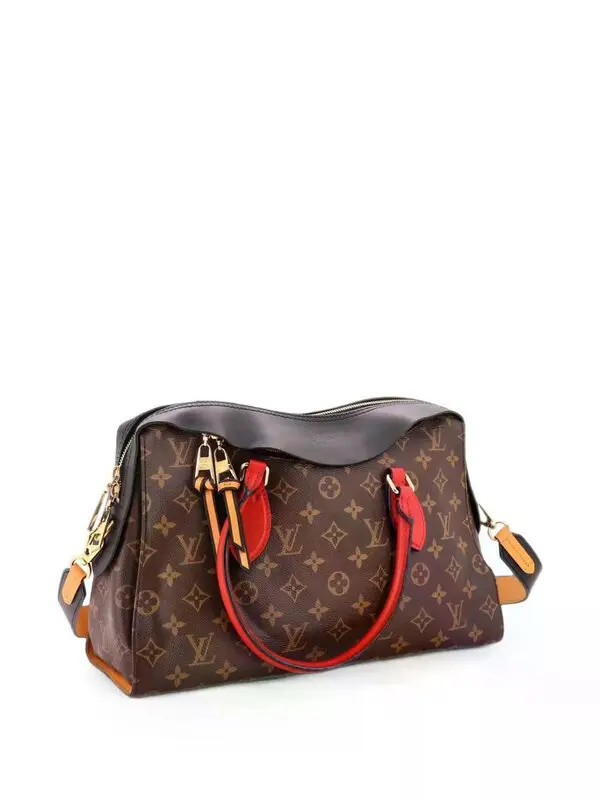 LOUIS VUITTON Tuileries Handbag Monogram Canvas With Leather Satchel - Black