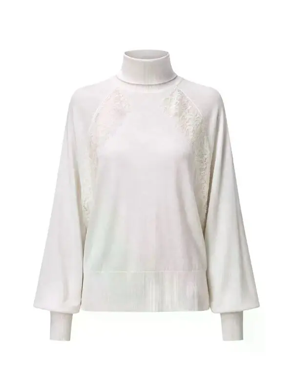 Liu Jo Lace-trim Roll-neck Sweater - White