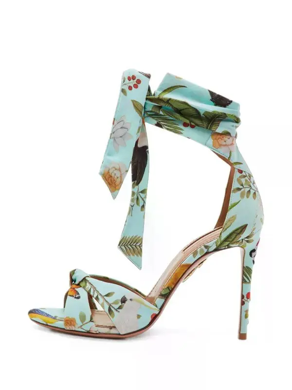 AQUAZZURA Knot Printed Sandals - Blue