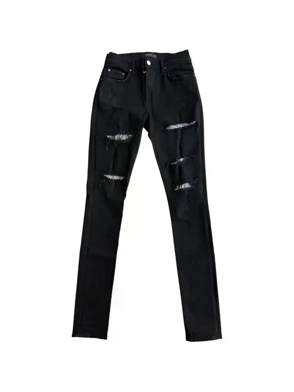 Amiri Zebra-patch Crystal-embellished Jeans