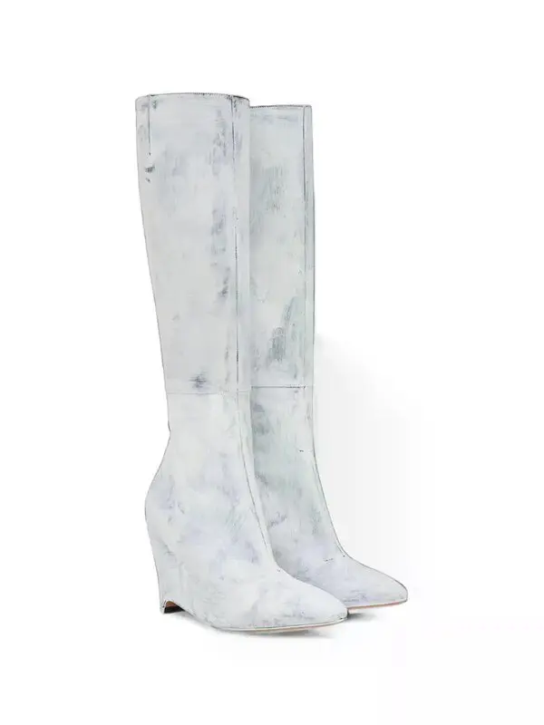 MAISON MARGIELA Wedge-heeled Knee-high Boots - White