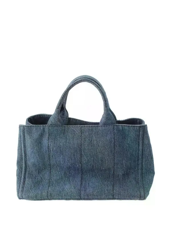 Prada 2013-2026 Denim Canapa Logo Tote Satchel