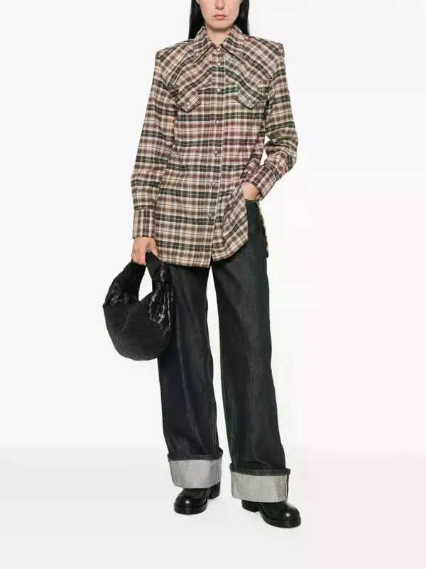 Seafarer Check-pattern Western Shirt - Brown