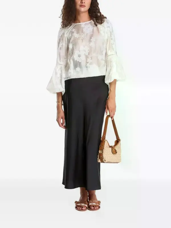 Guess Embroidered-floral Bell-sleeve Blouse