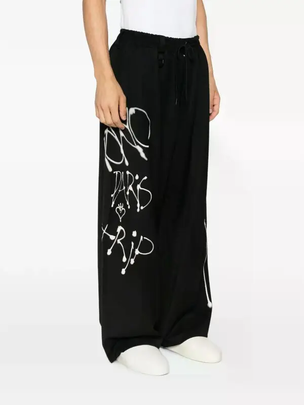 Y3 Graffiti-print Wide-leg Trousers