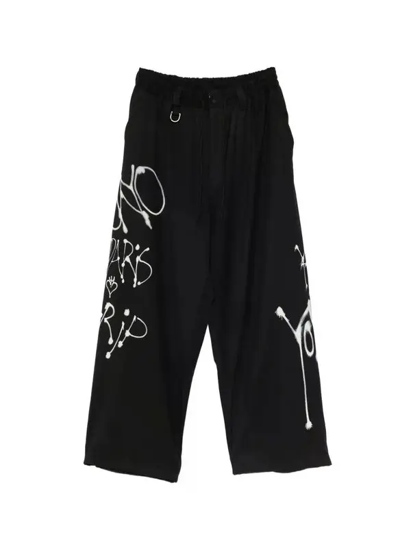 Y3 Graffiti Print Wide-leg Trousers - Black