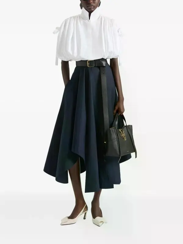 Givenchy Asymmetric Poplin Maxi Skirt - Blue