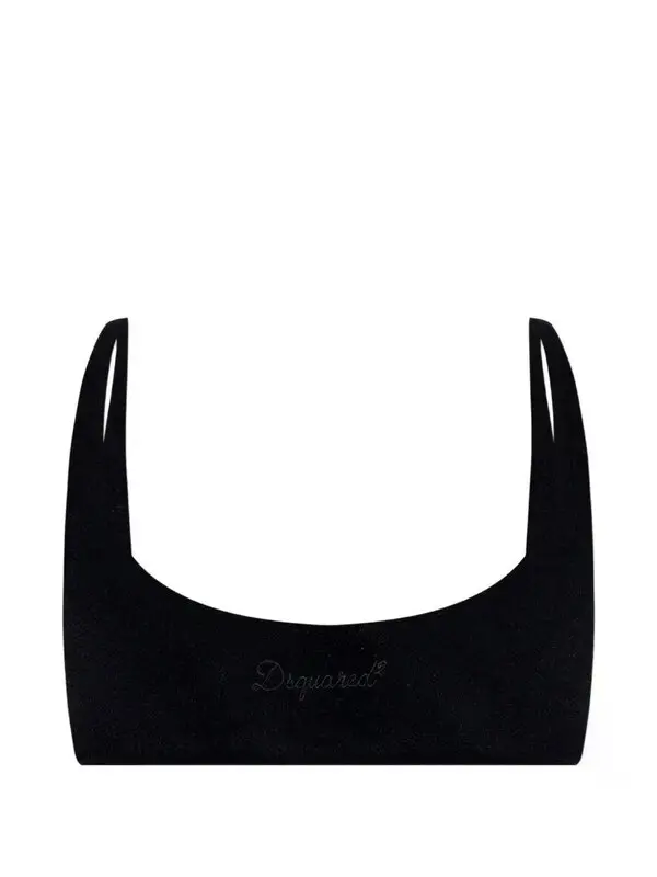 Dsquared2 Logo-embroidered Scoop-neck Bikini Top - Black