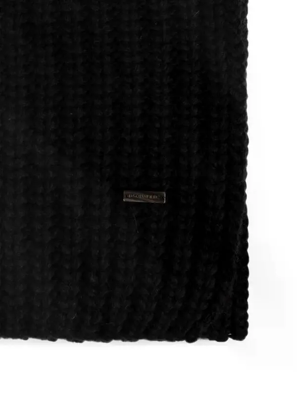Dsquared2 Ribbed-knit Logo-plaque Scarf