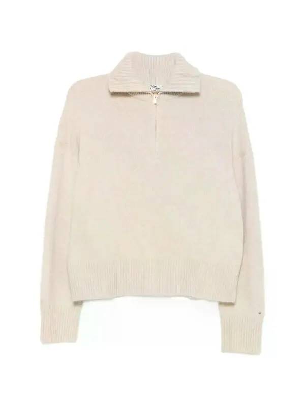 Maje Quarter-zip Collared Sweater - Neutrals