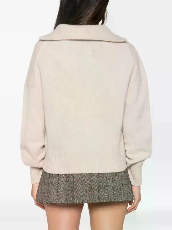 Maje Quarter-zip Collared Sweater - Neutrals