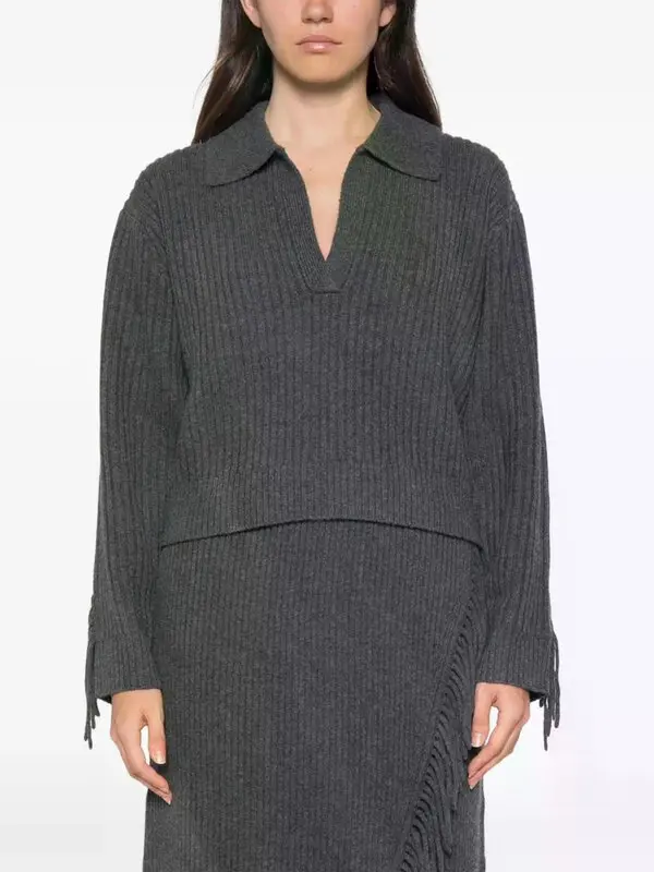 Simkhai Natalia Fringe-trimmed Sweater - Grey