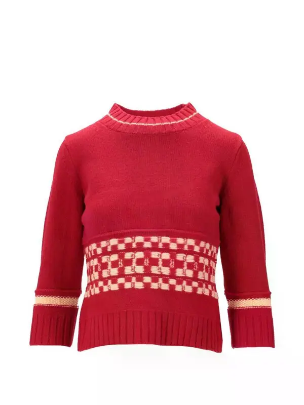 B.B. WALACE Geometric-pattern Ribbed-trim Sweater