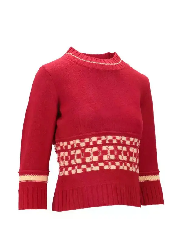 B.B. WALACE Geometric-pattern Ribbed-trim Sweater