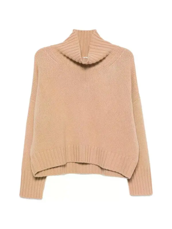 Soft Goat Cashmere Roll-neck Ribbed-trim Sweater - Neutrals