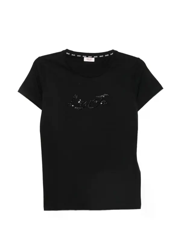 Liu Jo Sequinned-logo T-shirt - Black