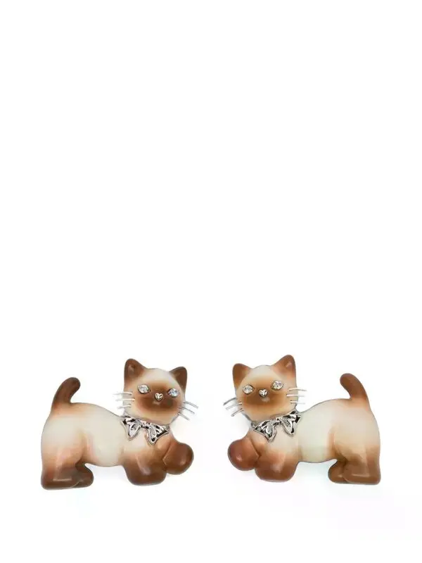 YVMIN Cat-motif Crystal-embellished Hair Clips - Neutrals