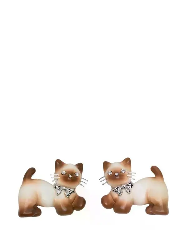 YVMIN Cat-motif Crystal-embellished Hair Clips - Neutrals