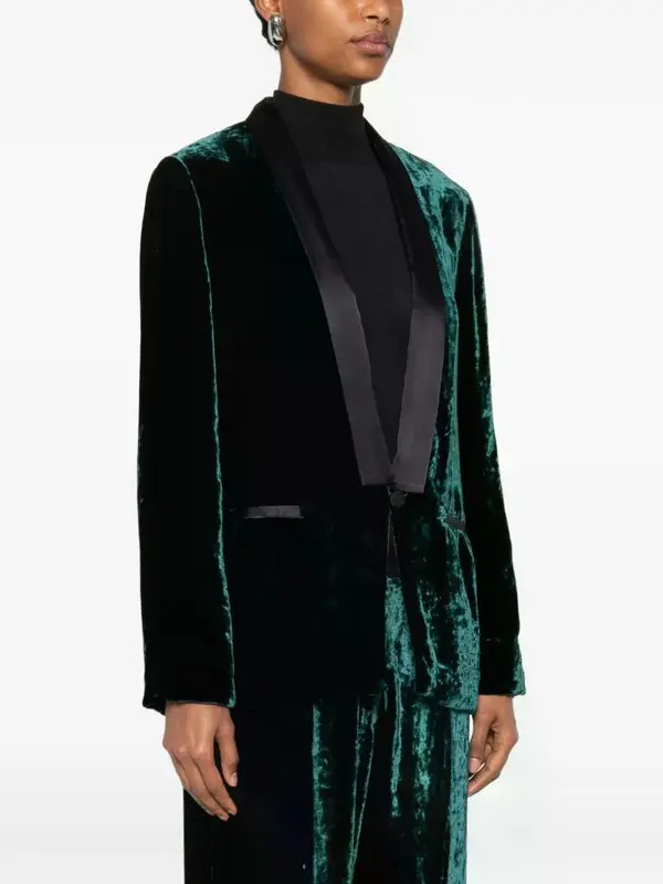 FORTE_FORTE Crushed-velvet Shawl-lapel Jacket