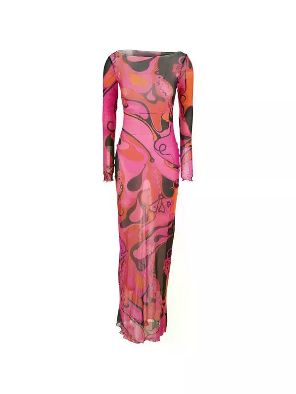 Emilio Pucci Iride-print Long-sleeve Dress - Pink