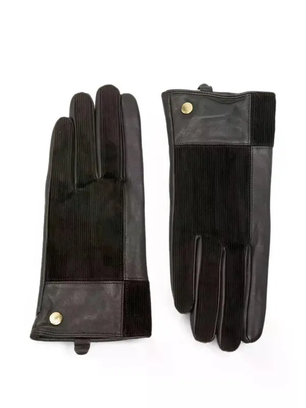Barbour Corduroy-panel Leather Gloves - Brown