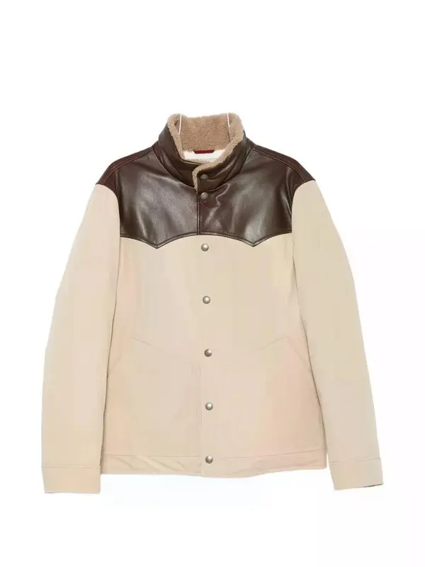 Brunello Cucinelli Shearling-trim Leather-yoke Jacket