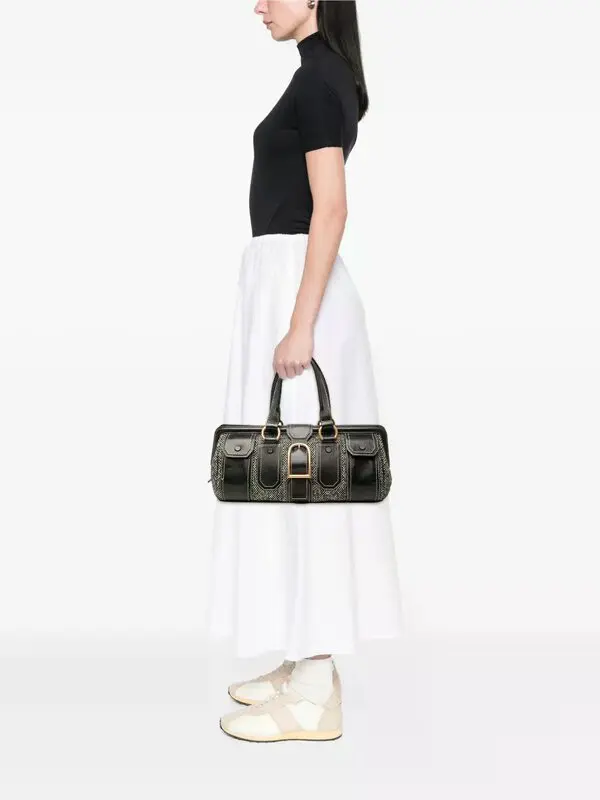 Celine 2000 Tweed And Leather Ella Frame Handbag