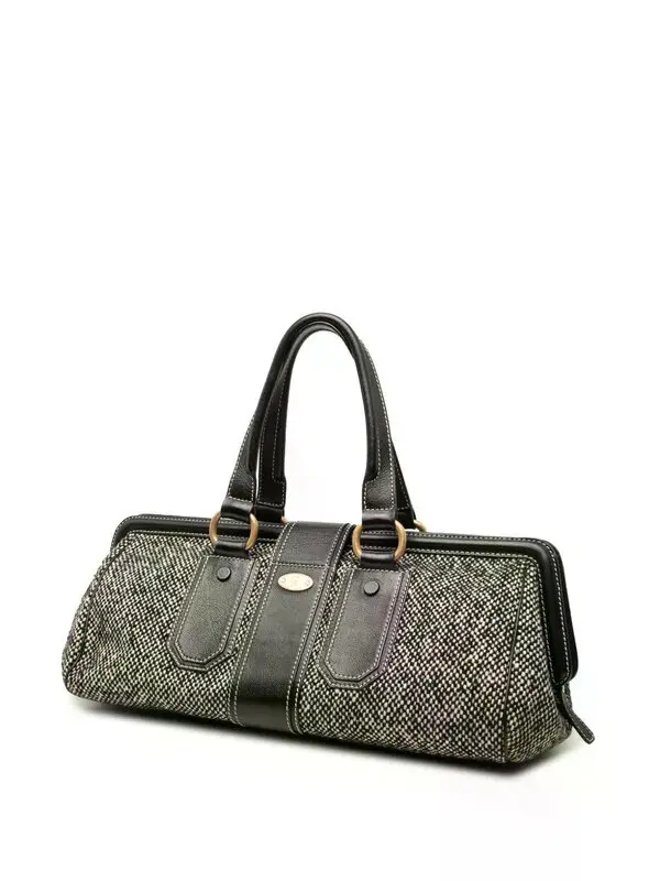 Celine 2000 Tweed And Leather Ella Frame Handbag