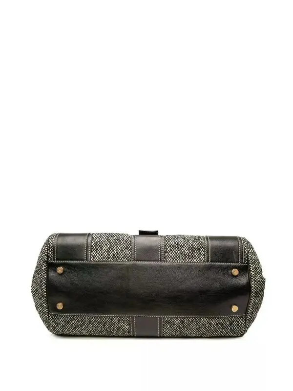 Celine 2000 Tweed And Leather Ella Frame Handbag