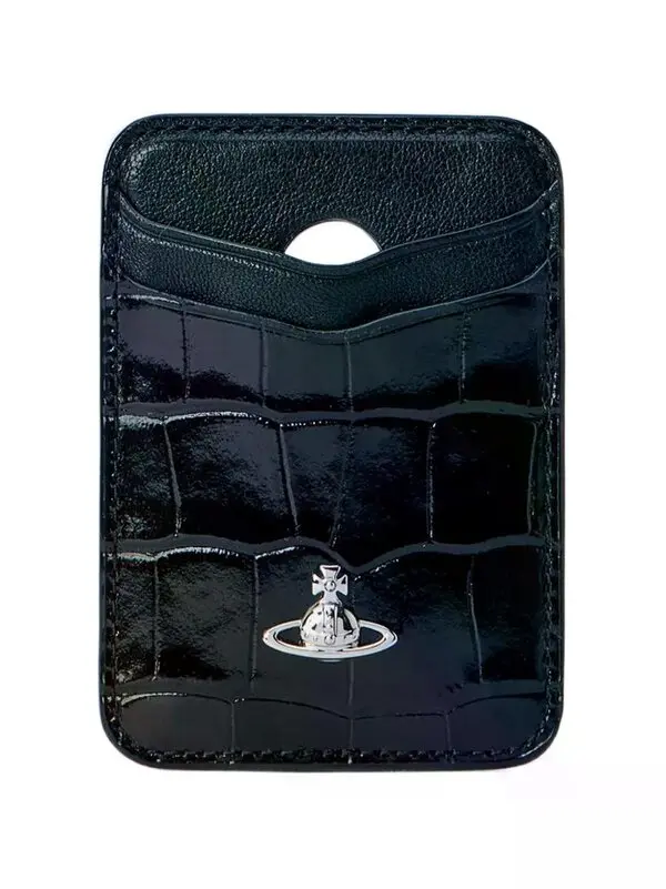 VIVIENNE WESTWOOD Croc-embossed Orb Card Holder - Black