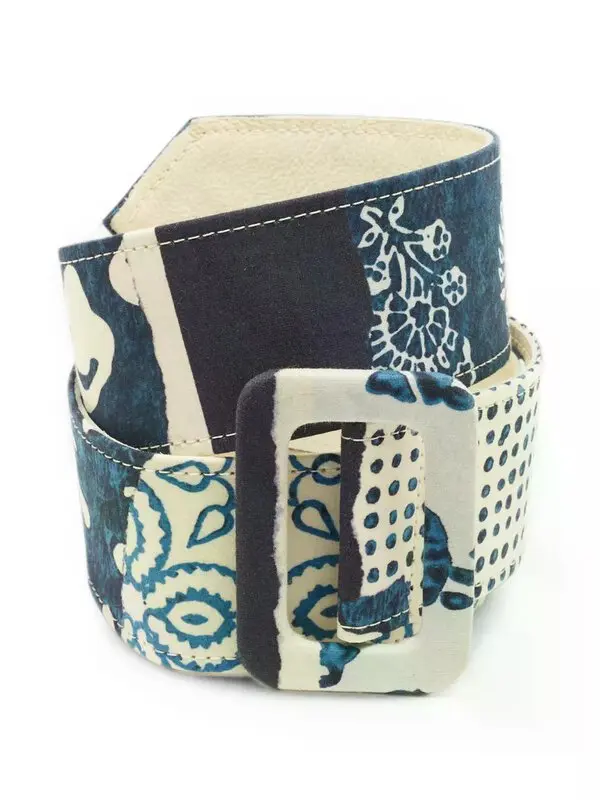 Oscar De La Renta Printed Buckle Belt - Blue