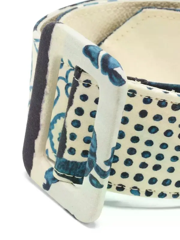 Oscar De La Renta Printed Buckle Belt - Blue