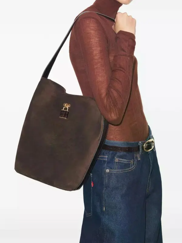 Tory Burch Lock Suede Slim Bucket Bag