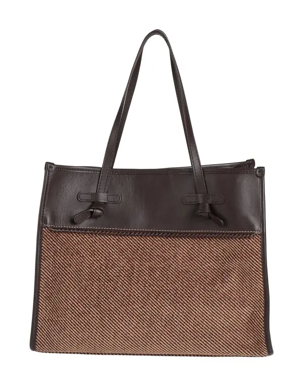 GIANNI CHIARINI Handbag Tan Textile Fibers, Leather